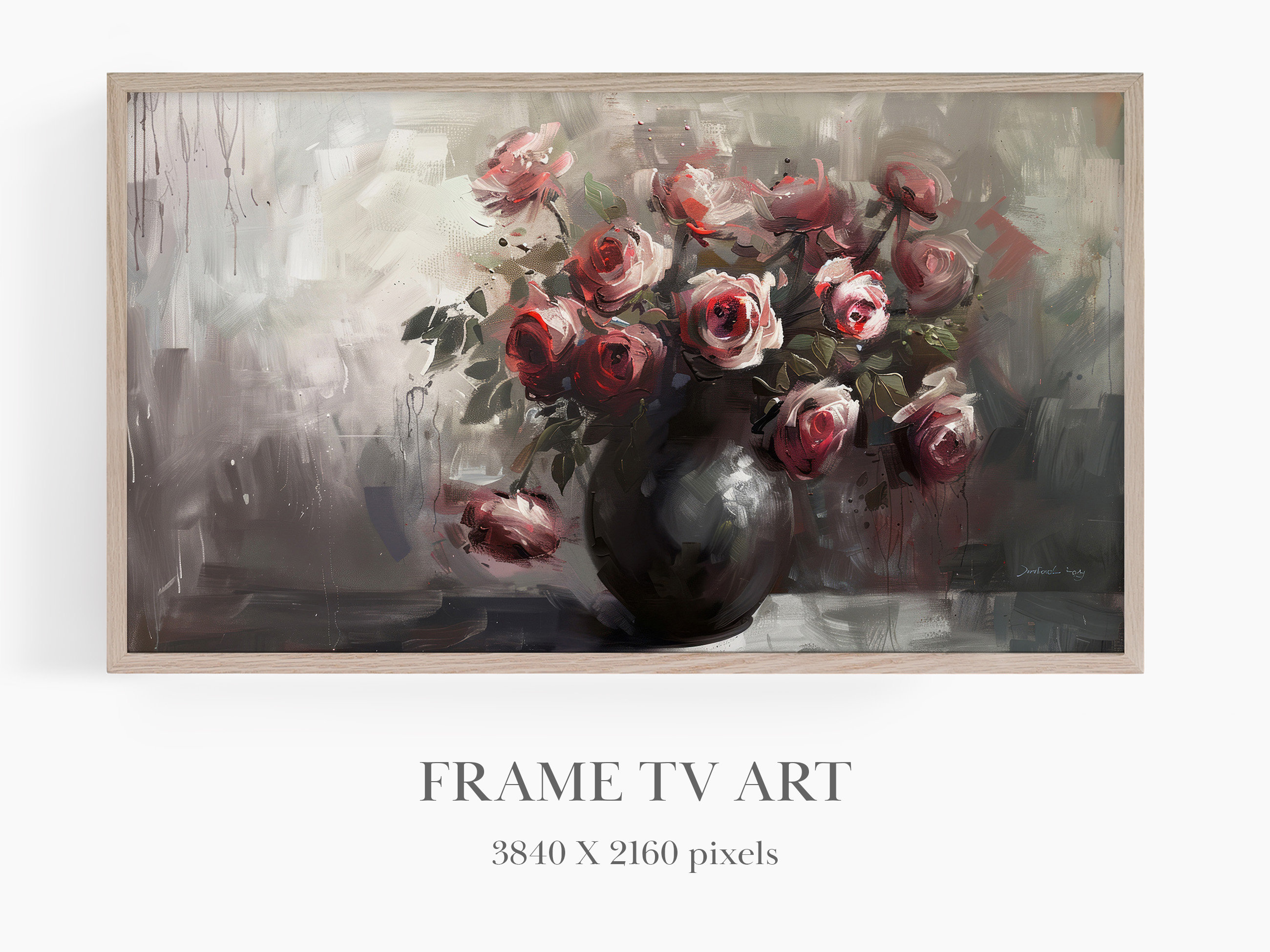 Frame TV Floral Still Life, Samsung Frame TV Art Flowers, Vintage Pink ...