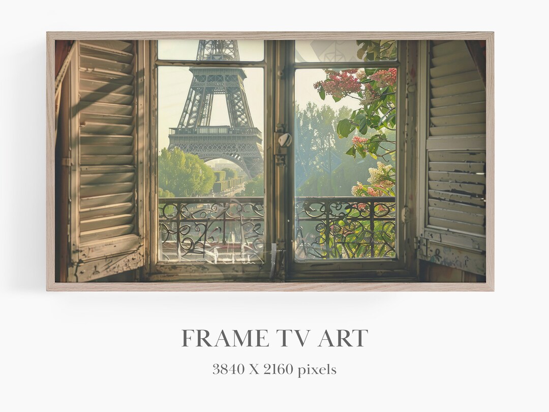 Samsung Frame TV Summer Paris Wall Art, Paris Cityscape View of Eiffel ...
