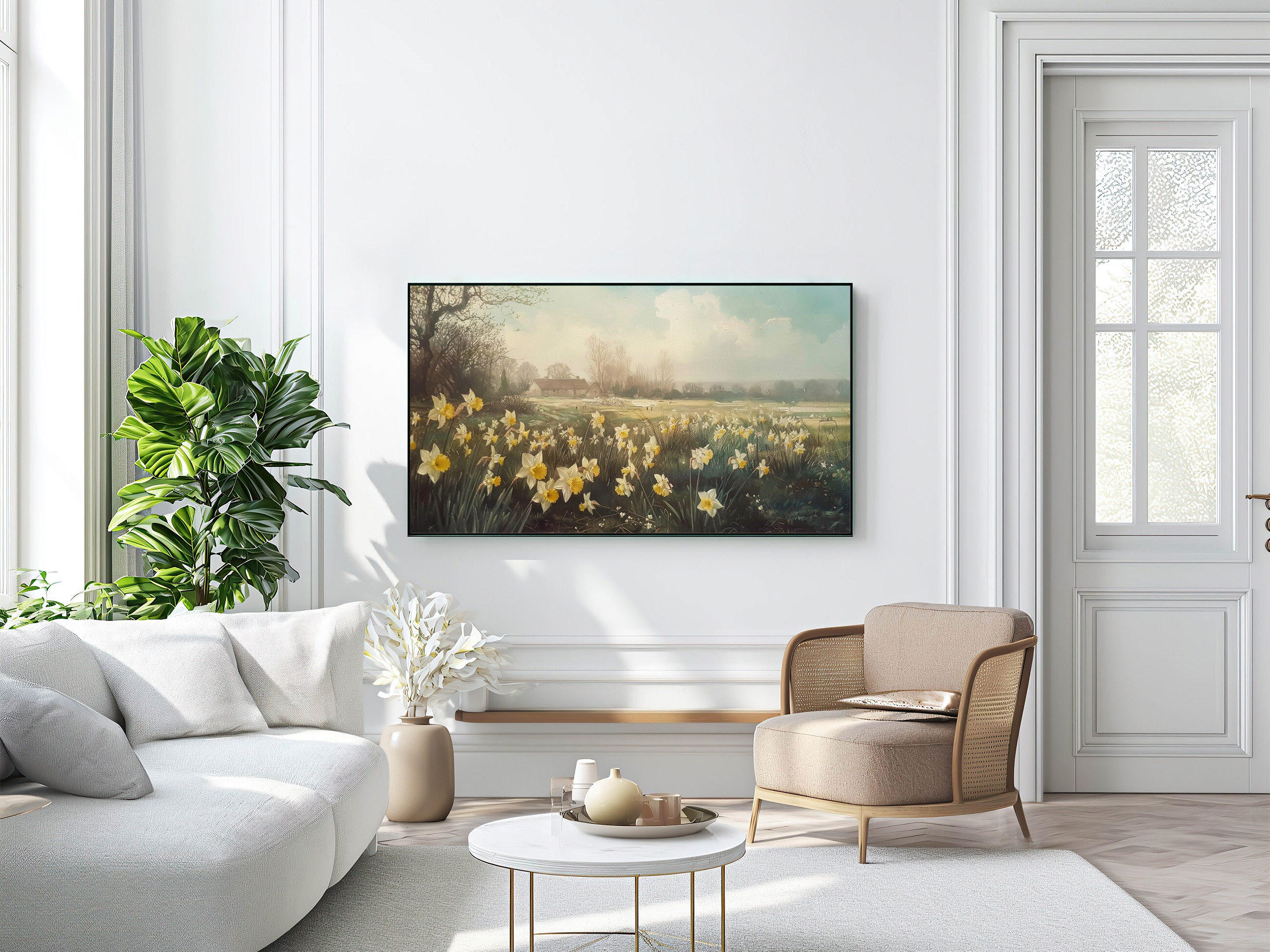 Daffodils Field Art, Frame TV Art Spring, Samsung Frame TV Art, Spring ...