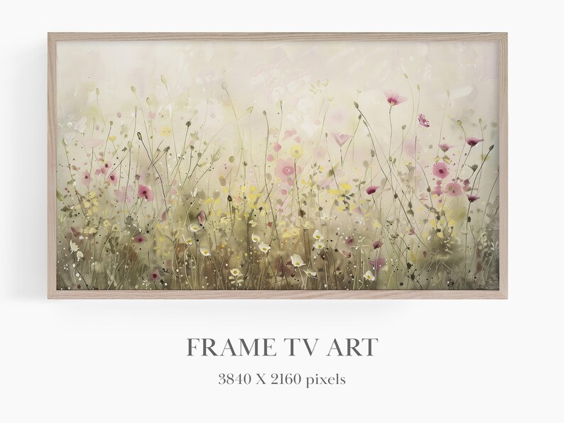 Frame Tv Art Wildflower Field, Frame TV Art Flower Meadow, Warm Tone ...