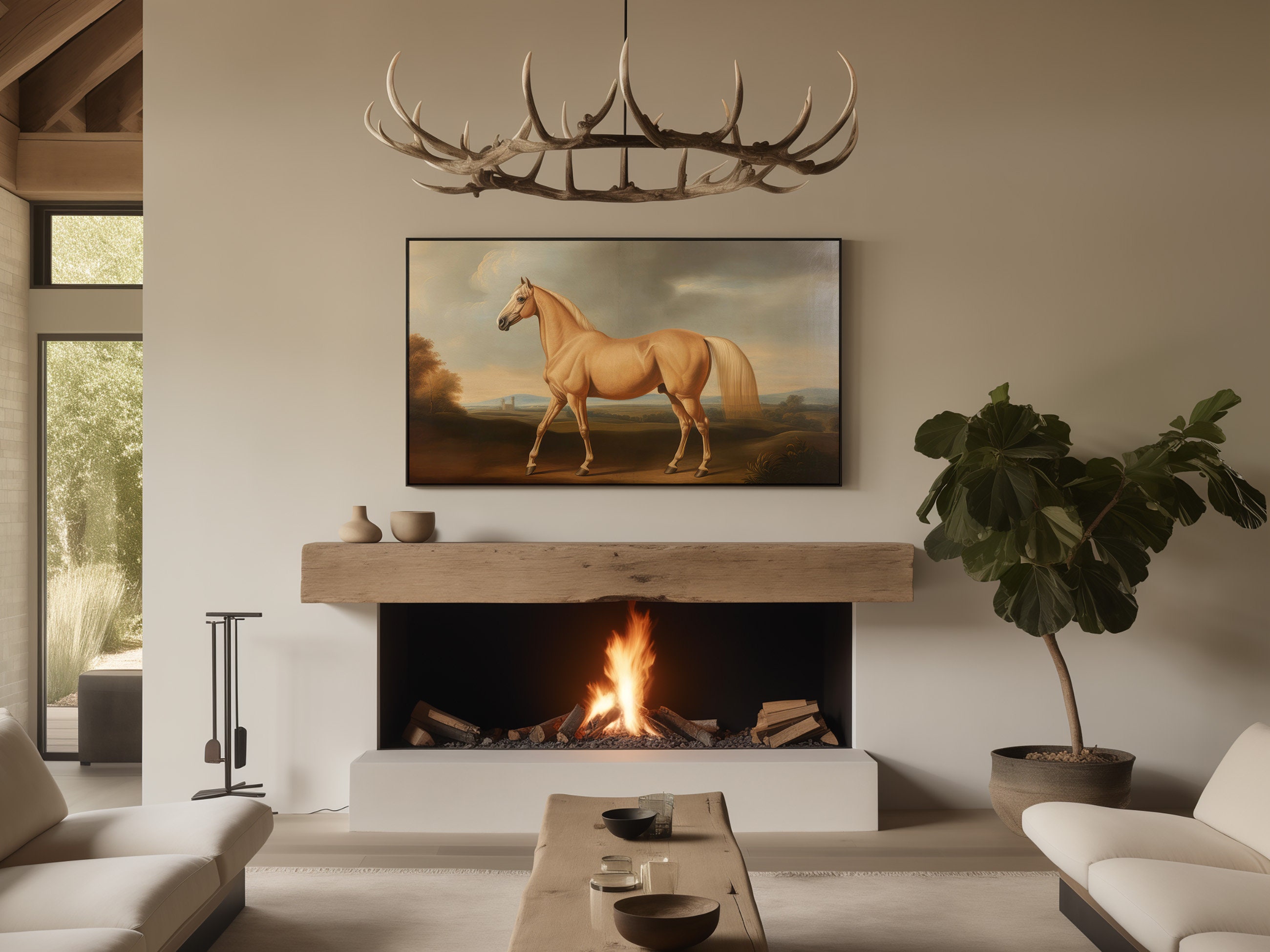 Palomino Horse Painting Samsung Frame TV Art, Vintage Horse Portrait ...