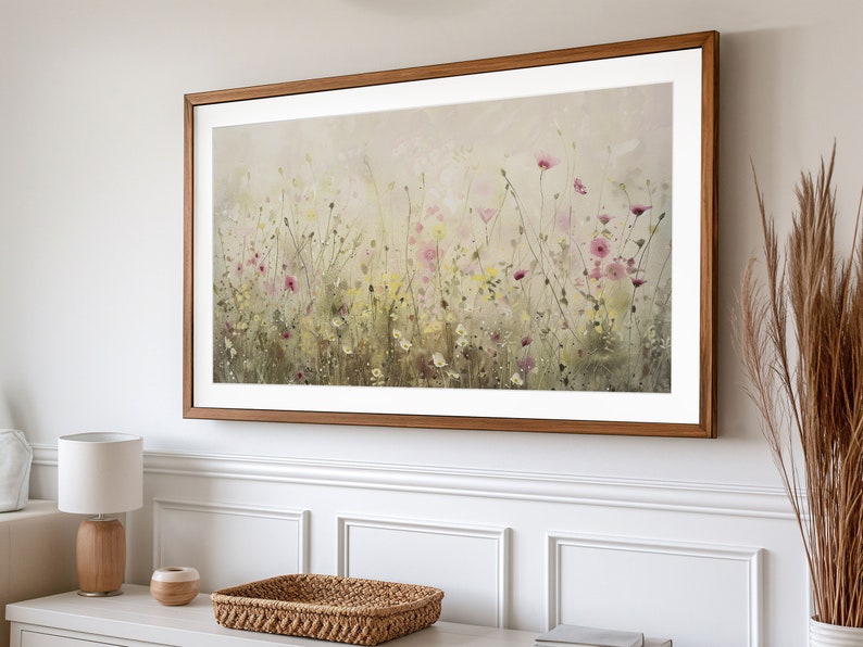 Frame Tv Art Wildflower Field, Frame TV Art Flower Meadow, Warm Tone ...