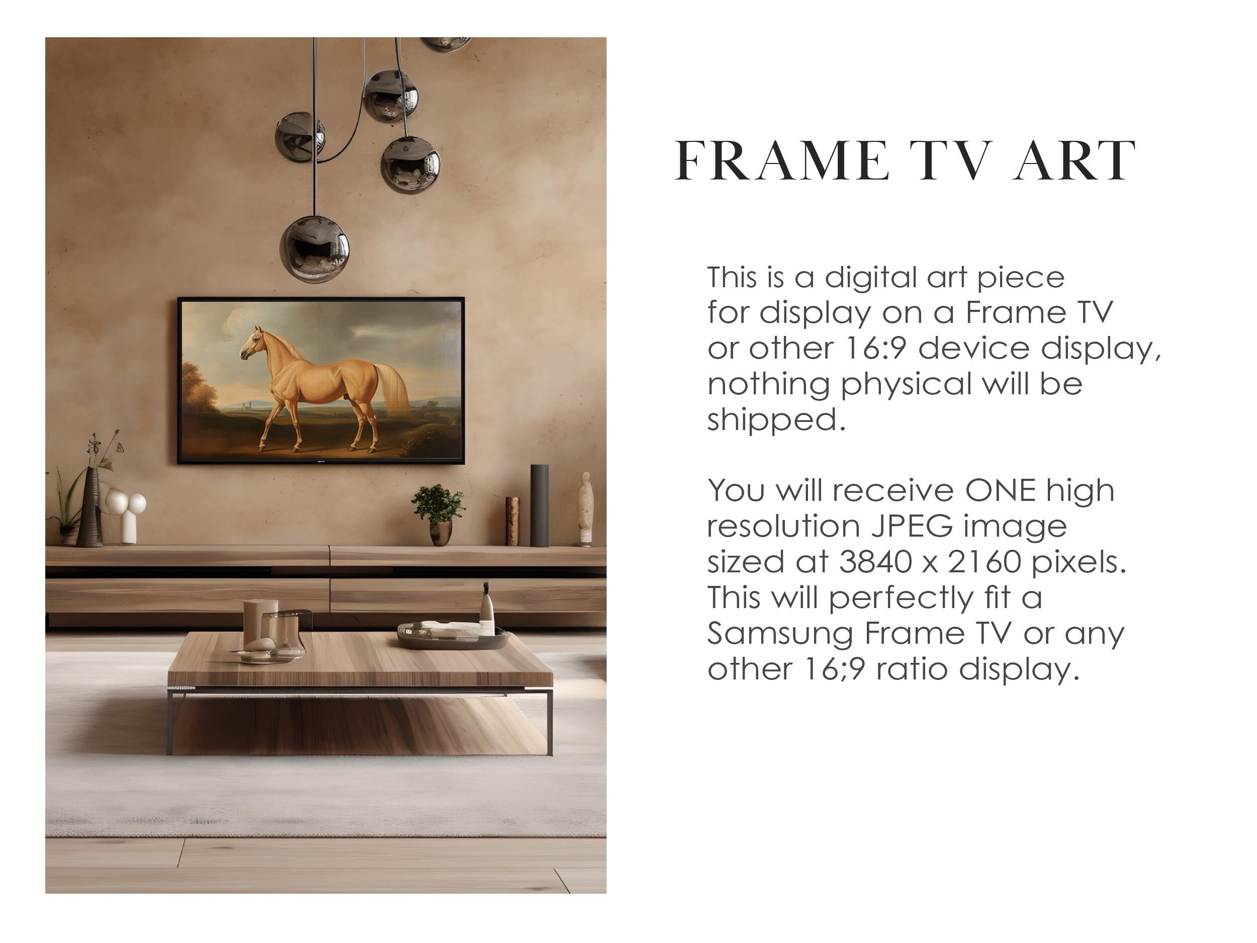 Palomino Horse Painting Samsung Frame TV Art, Vintage Horse Portrait ...