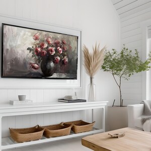 Frame TV Floral Still Life, Samsung Frame TV Art Flowers, Vintage Pink ...