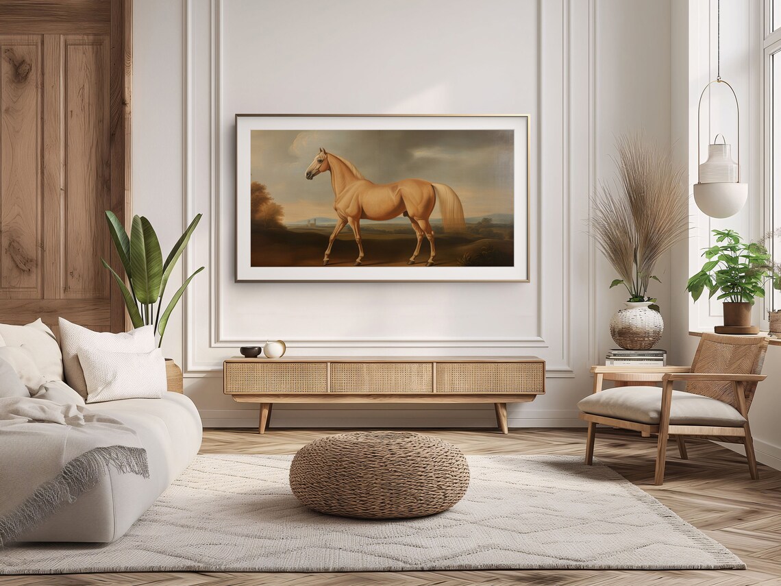 Palomino Horse Painting Samsung Frame TV Art, Vintage Horse Portrait ...