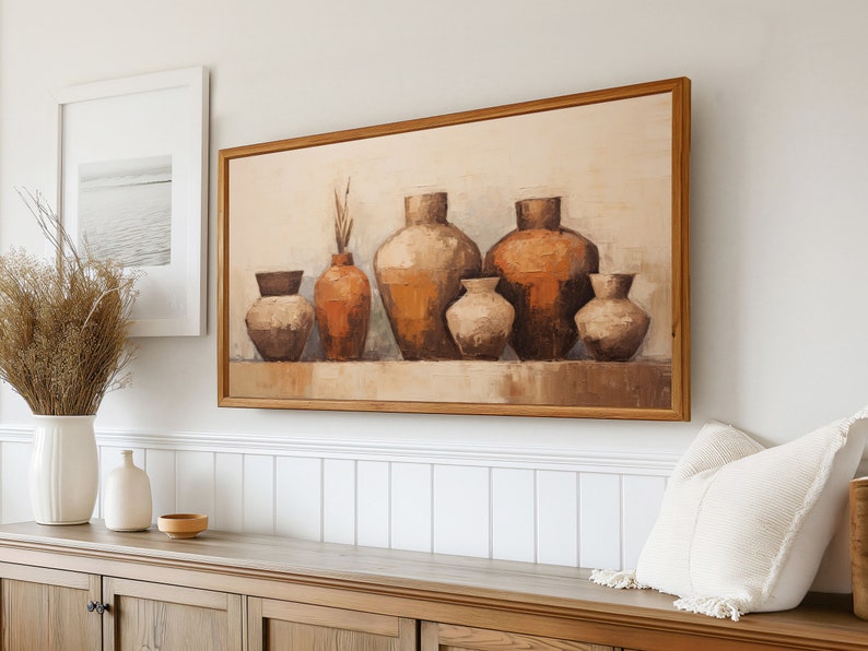 Vintage Still Life Frame TV, Neutral Earth Tones, Frame TV Mid Century ...