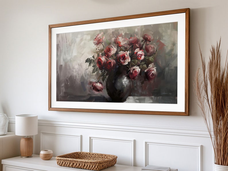Frame TV Floral Still Life, Samsung Frame TV Art Flowers, Vintage Pink ...