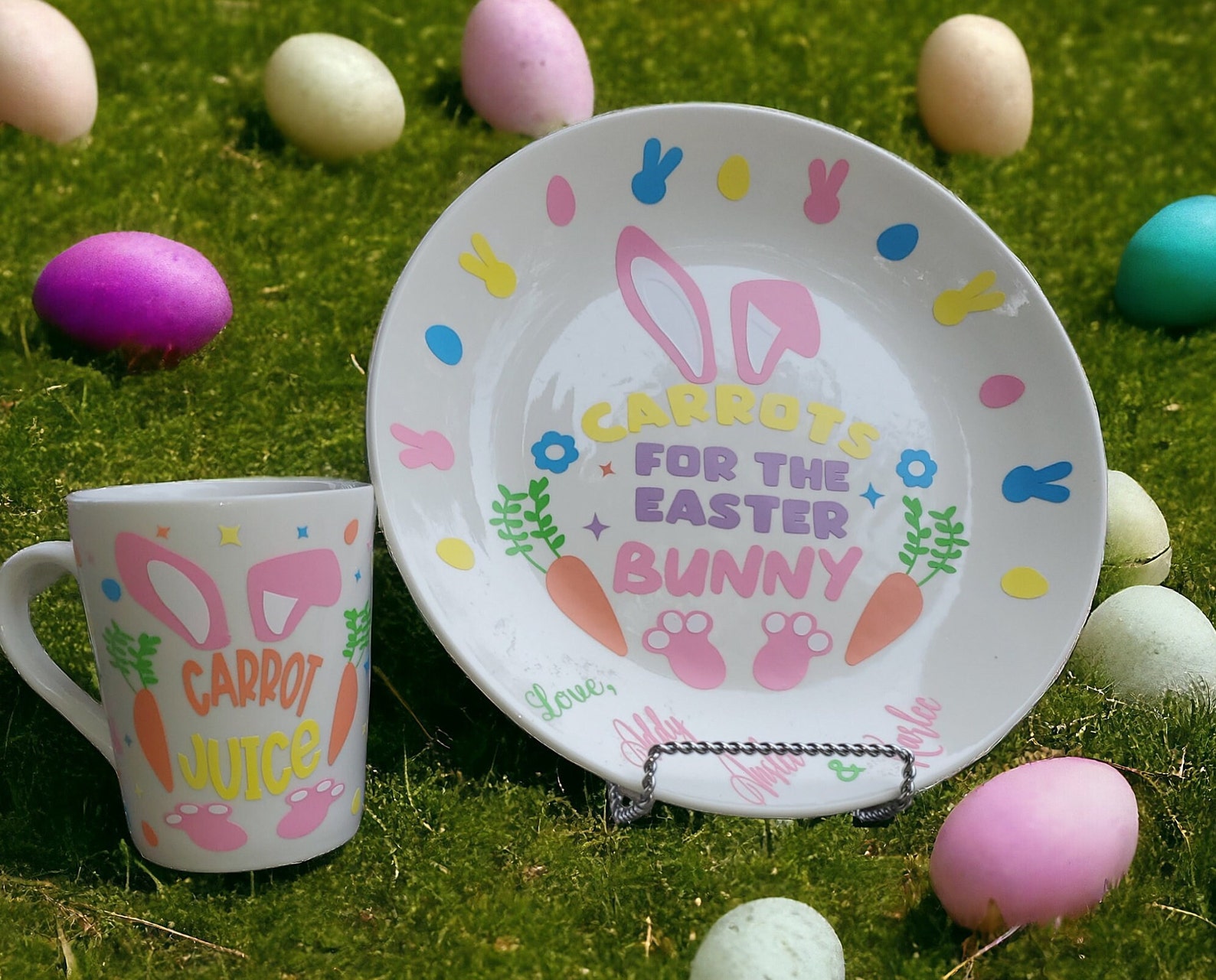 Easter Bunny Plates, Easter Bunny Plate Set, Personalized, Custom ...