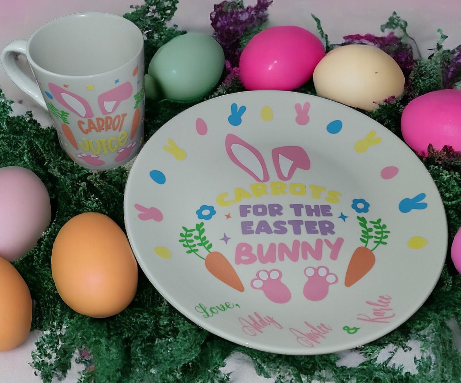 Easter Bunny Plates, Easter Bunny Plate Set, Personalized, Custom ...