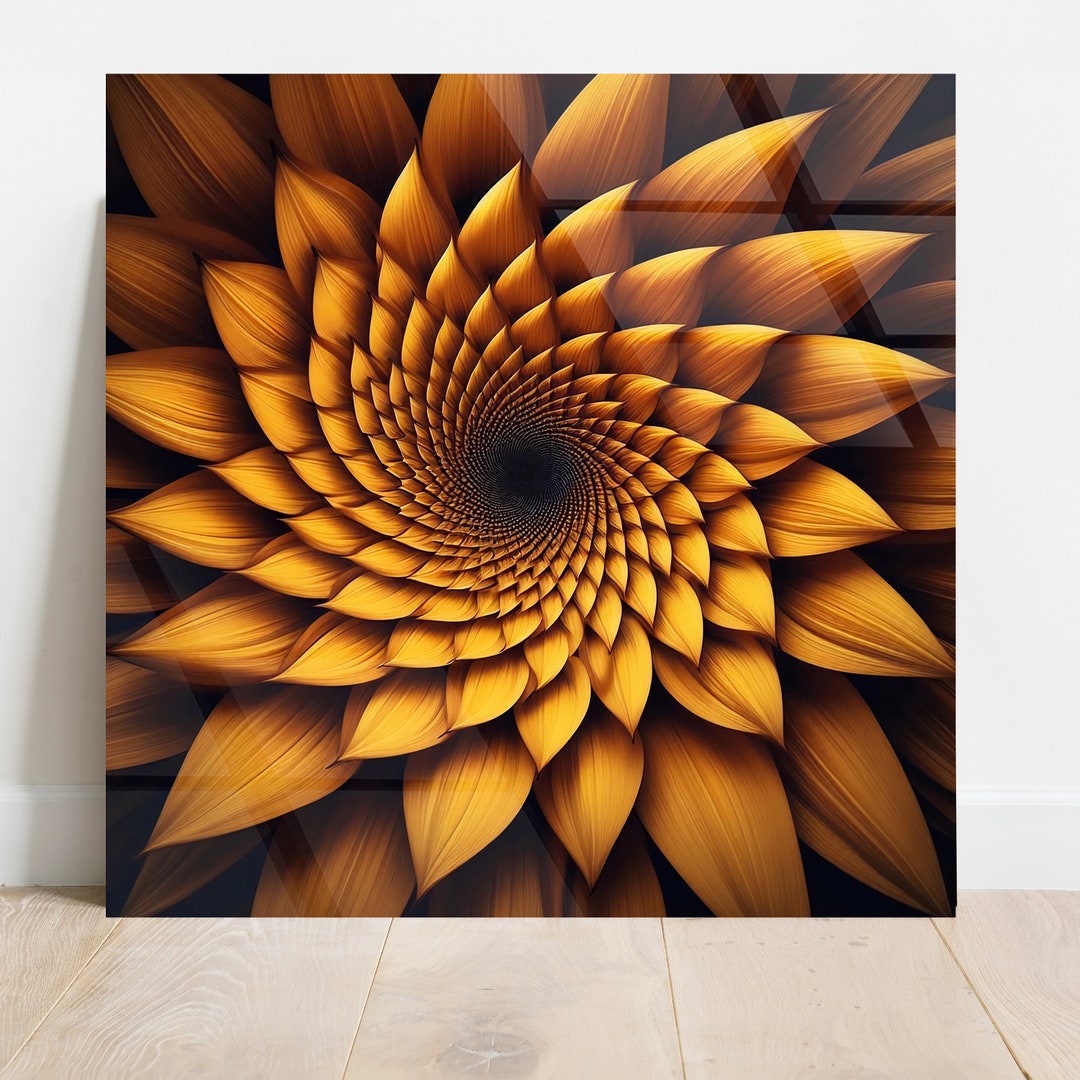 Orange Flower Tempered Glass Wall Art, Vibrant Floral Design Home Decor ...