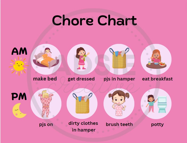 Toddler Chore Chart, Girls Chore Chart, First Chores, Simple Chore ...