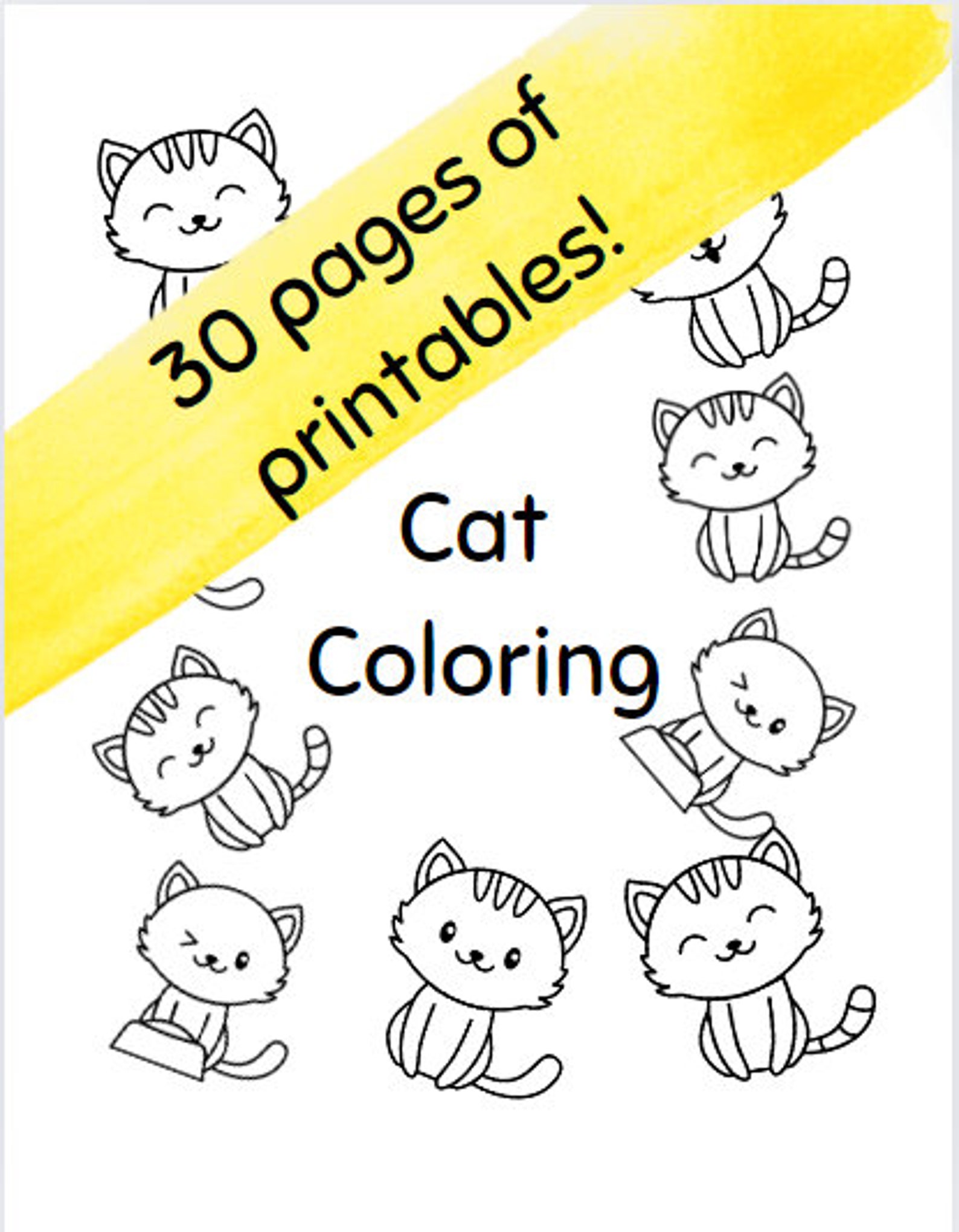 Cat Coloring Pages, Toddler Printable Pages, Daycare Activity - Etsy