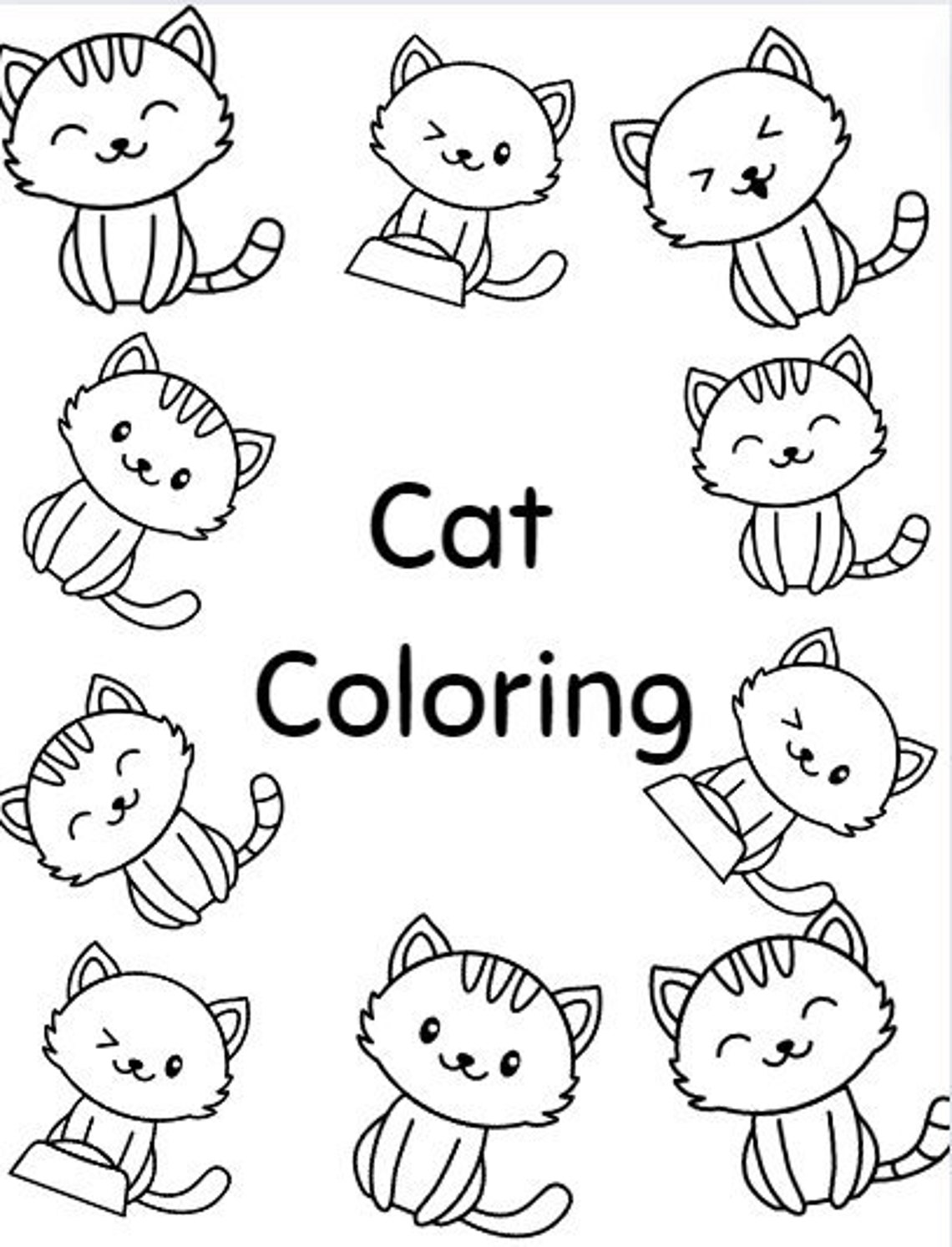 Cat Coloring Pages, Toddler Printable Pages, Daycare Activity - Etsy