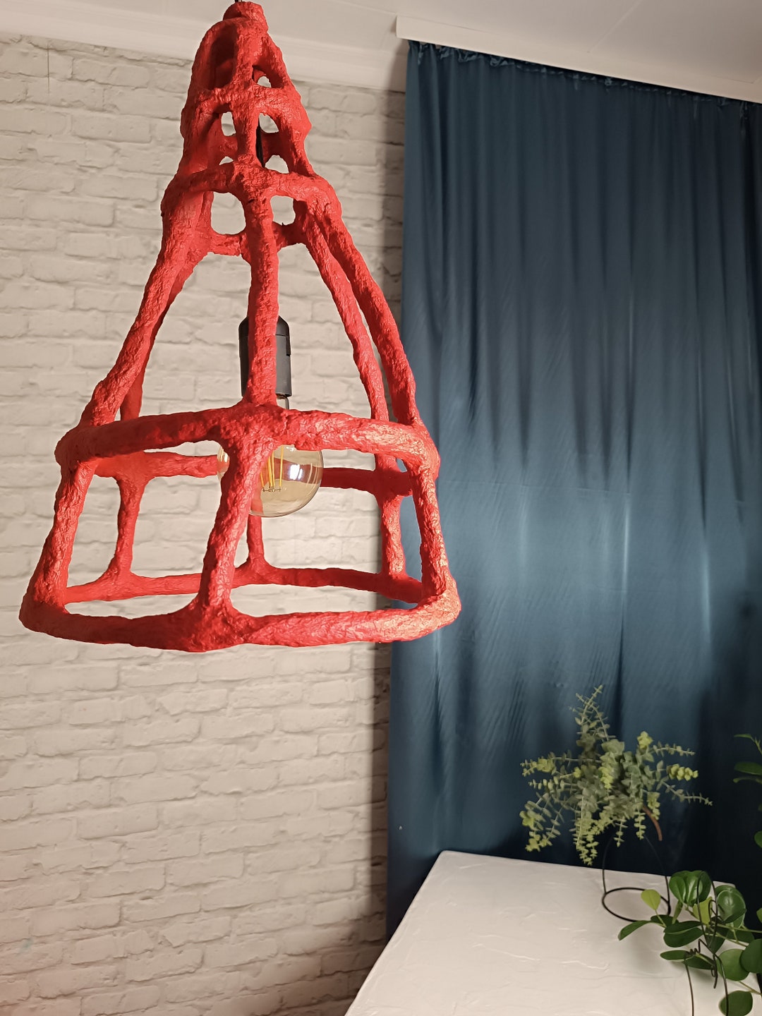Paper Lamp Original Paper Lamp Designer Lamp Red Lamp Paper-mache Eco ...
