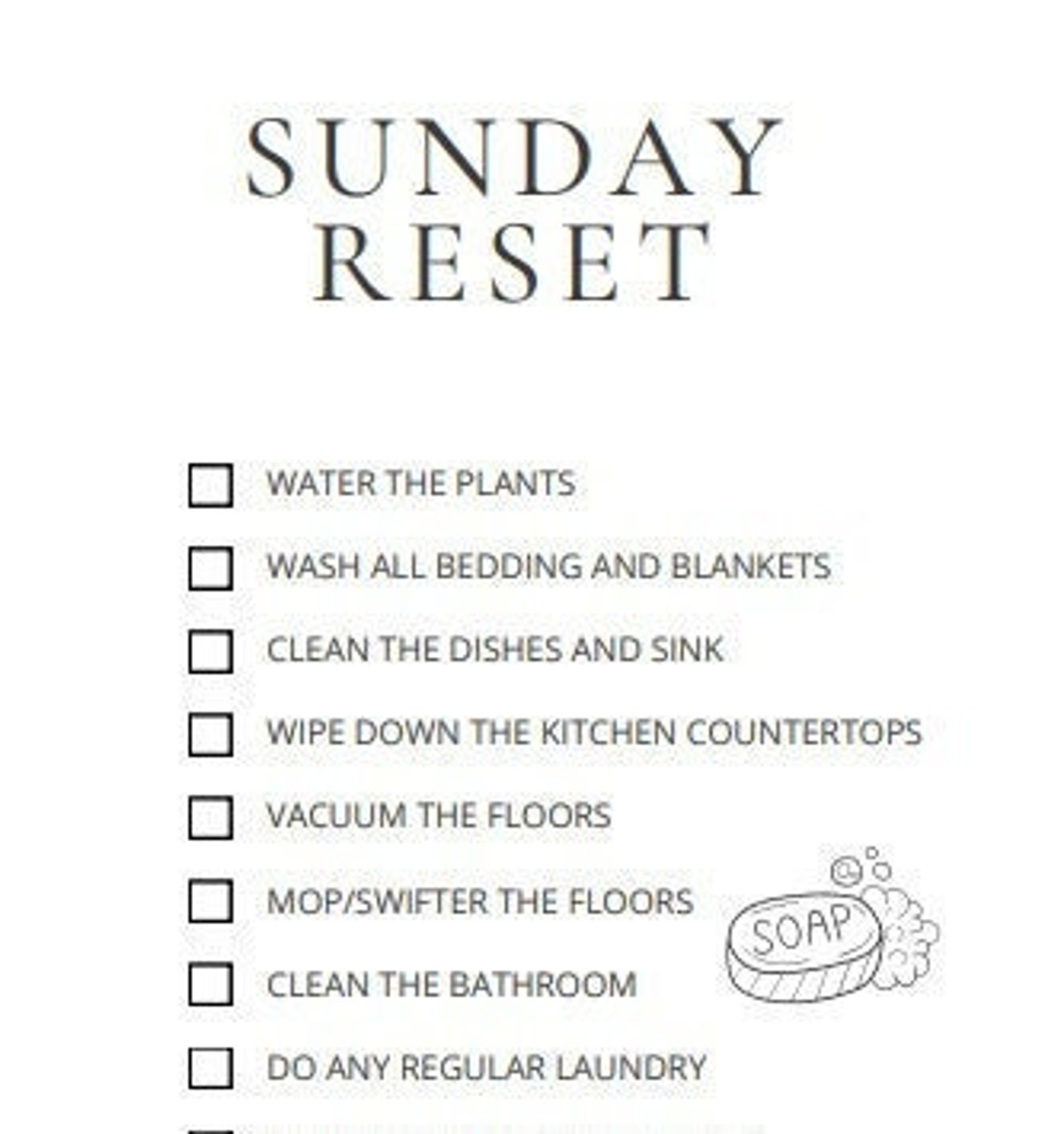 Sunday Reset Checklist - Etsy