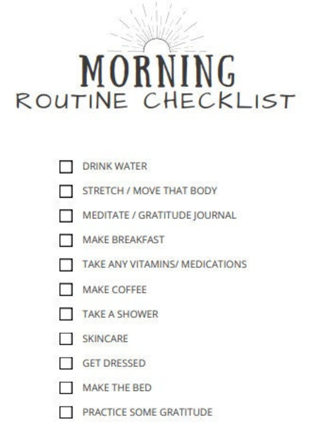 Morning Routine Checklist - Etsy