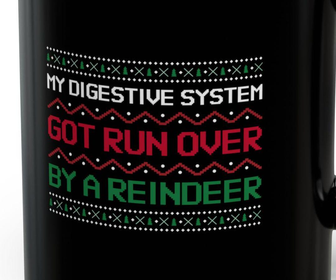 Digestive System Got Run Over Reindeer Mugs Funny Christmas IBS Crohns ...