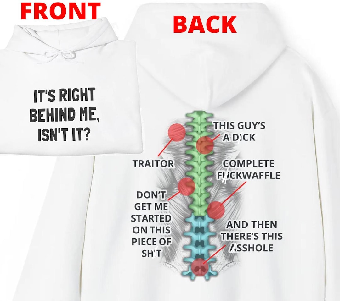 It's Right Behind Me Isn't It Funny Back Pain Hoodies Back of Shirt Has ...