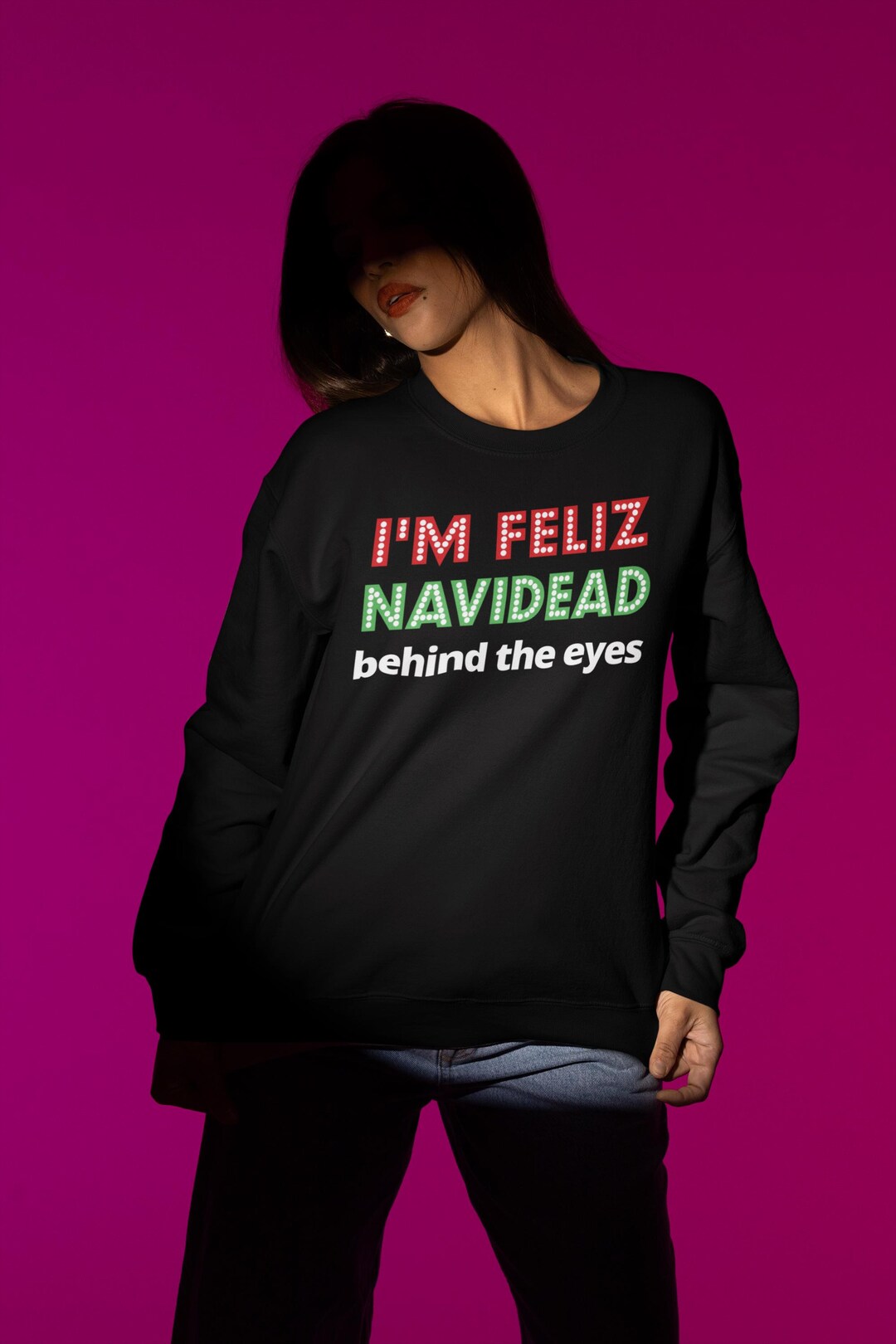 Feliz Navidead Behind Eyes Funny Christmas Sweatshirts Dark Humor ...