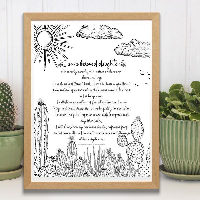 Young Women's Theme Printable Coloring Page 8.5x11 Instant PDF Download ...