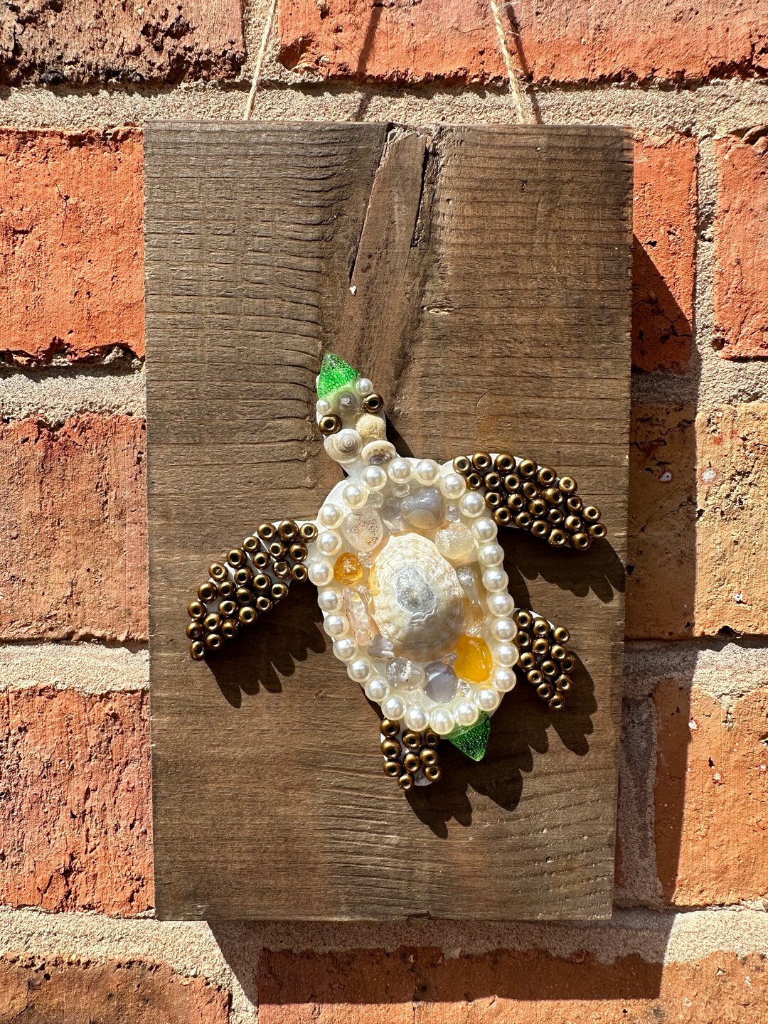 Rustic Driftwood Turtle, Handmade Using Semi Precious Stones and Bead ...