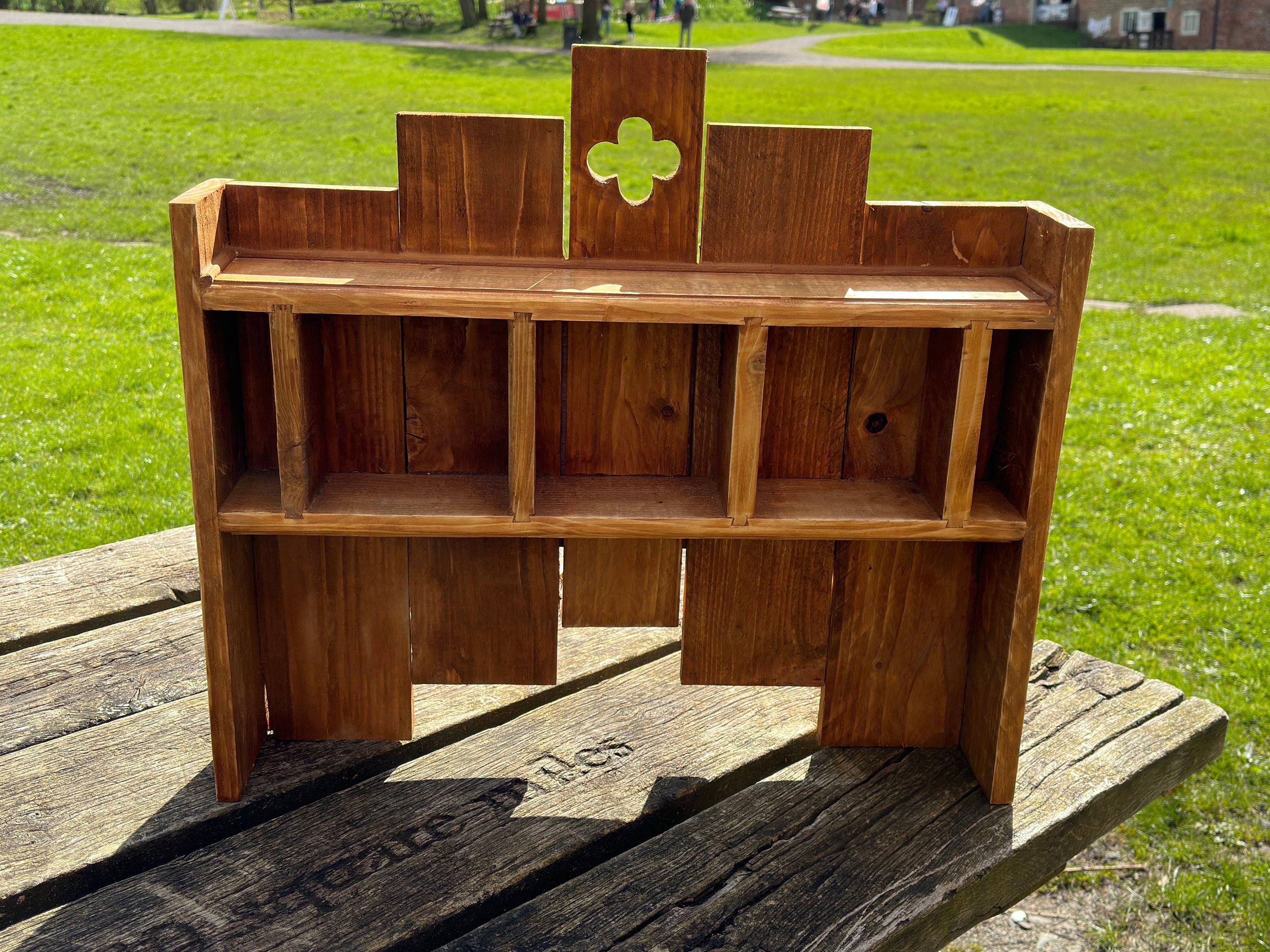 Rustic Handmade Shelf With Decorative Quatrefoil Detail - Solid Wood ...