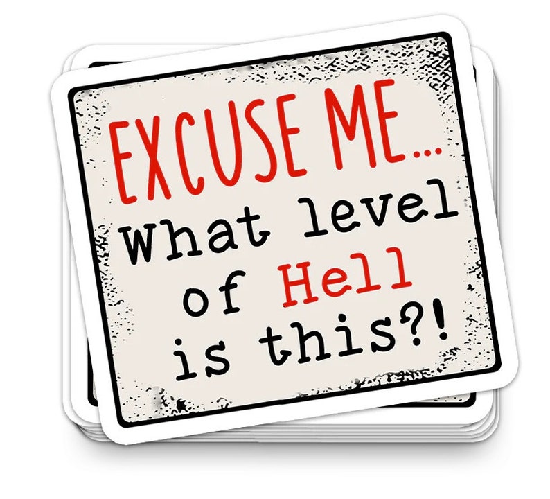 Funny Sarcastic Sticker Rude Stickers What Level of Hell is This Funny ...