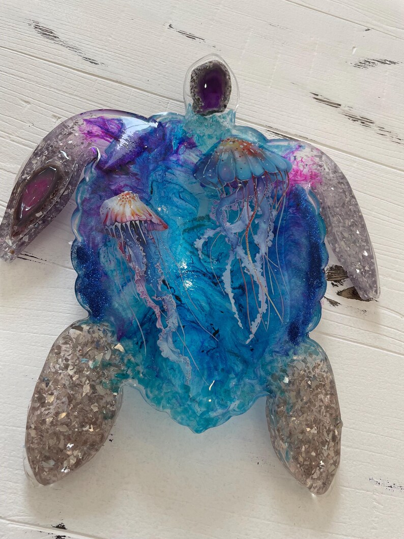 Coastal Resin Turtle With Sealife Images - Etsy