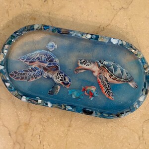 Coastal Resin Turtle Vanity Tray - Etsy