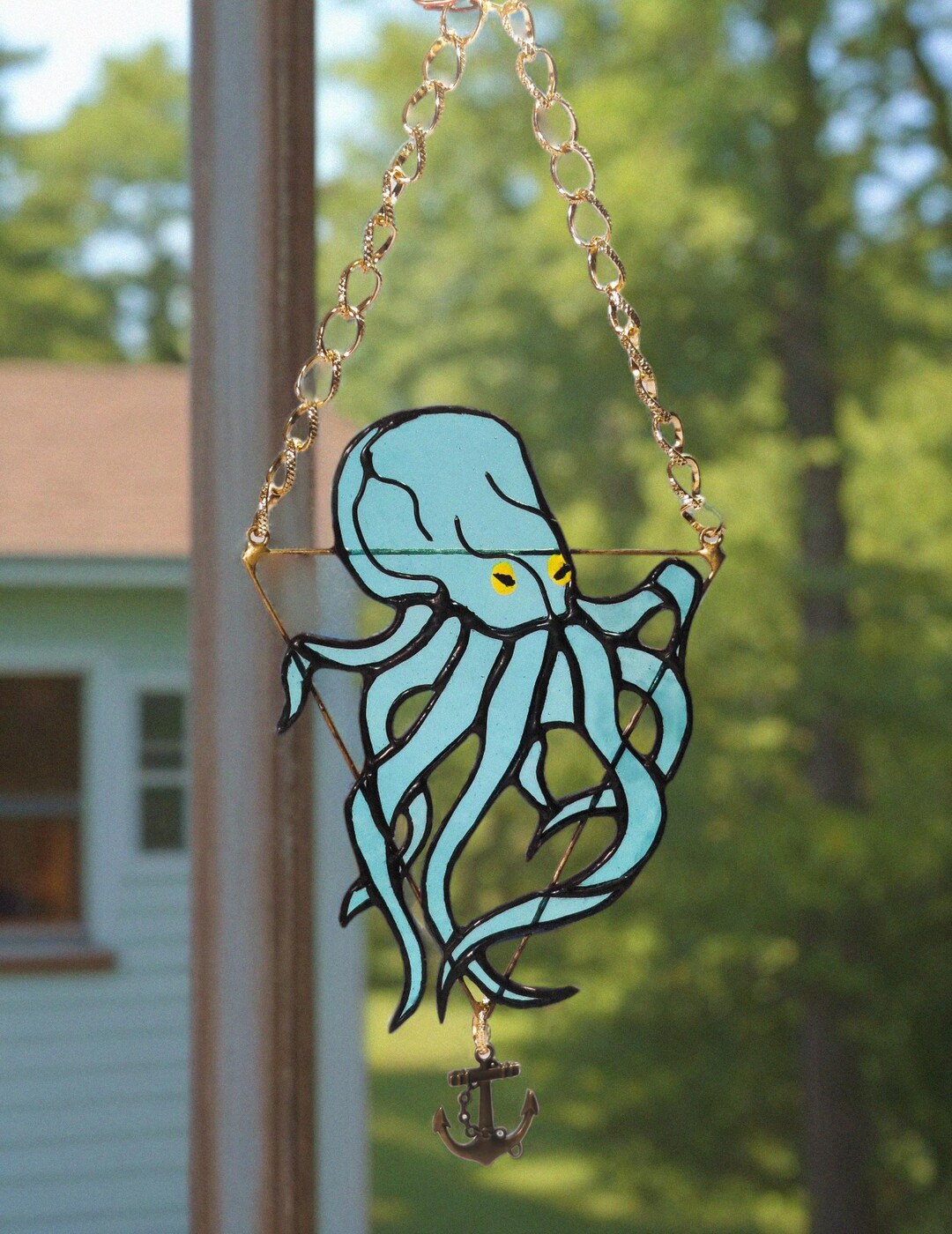 Octopus Glass Window Decor, Sunlight Catcher, Cute Hanging Decor ...