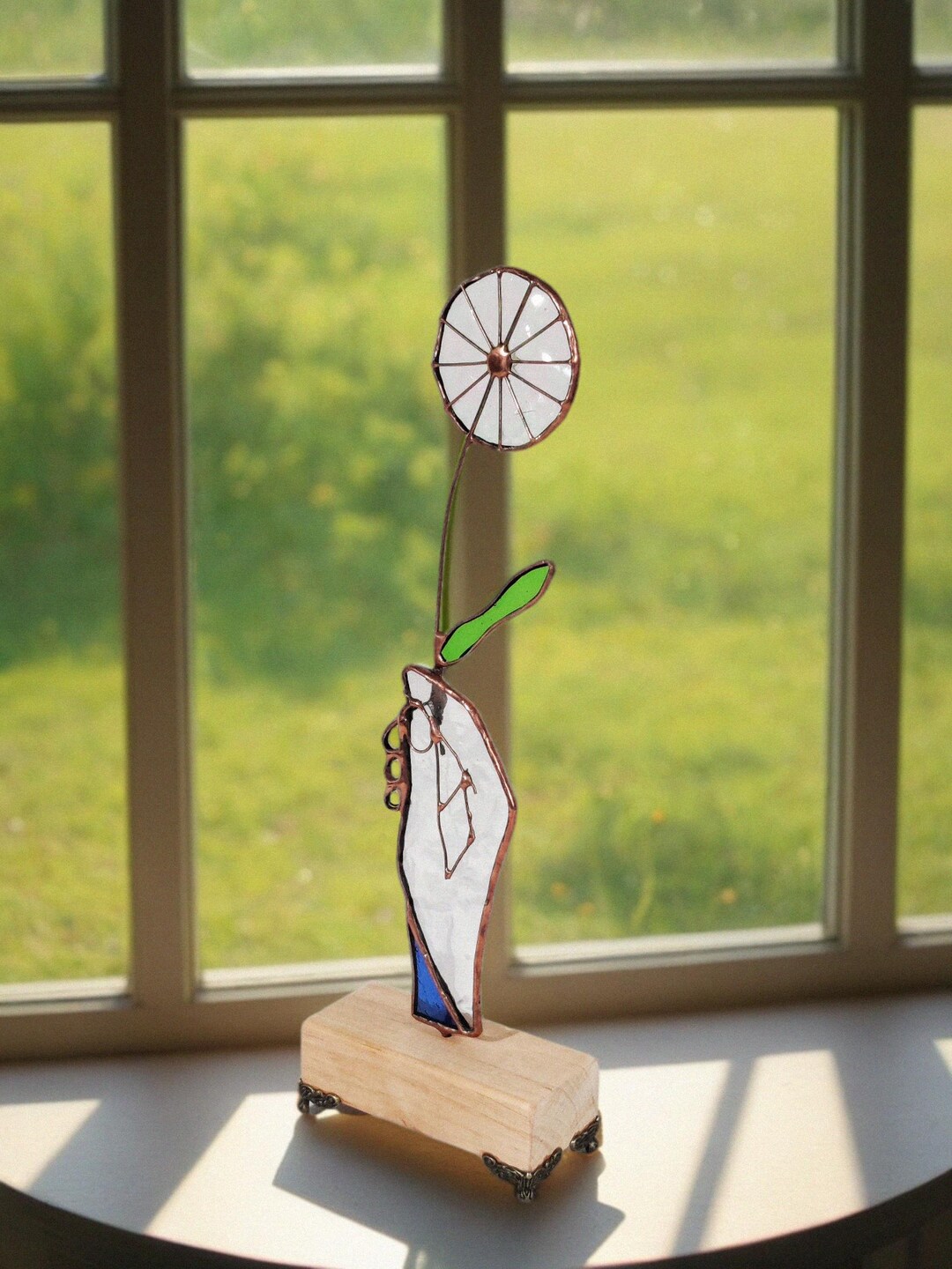 Dandelion Flower Decor, Window Suncatcher, Glass Flower Stand, Modern ...