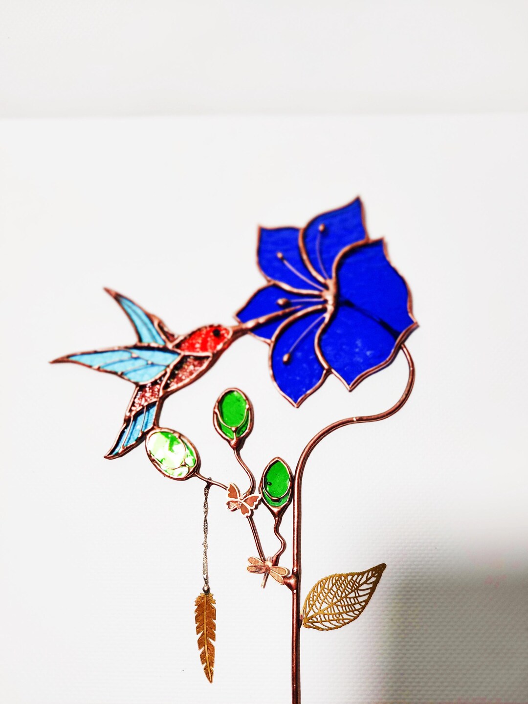 Ornament Hummingbird Suncatcher, Flower Modern Stained Glass, Entry ...