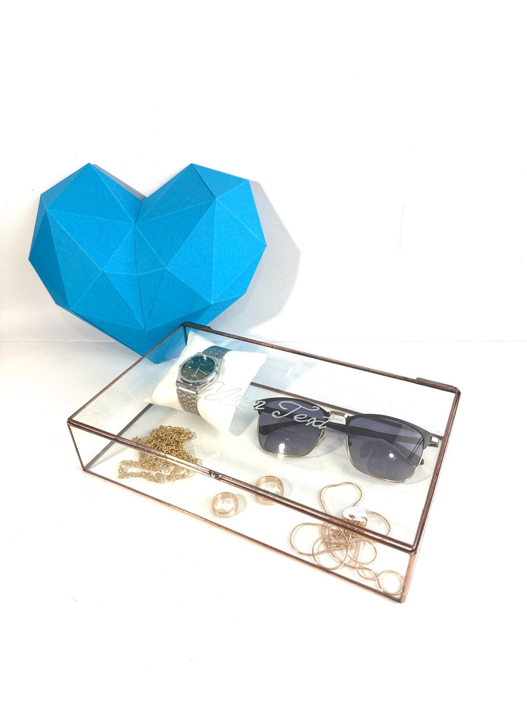 Rectangle Glass Box With Custom Text, Transparent Photo Box With Lid ...