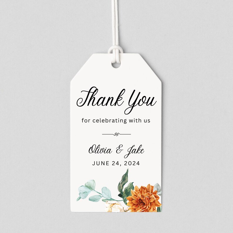 Editable Thank You Tag Template Instant Download for Wedding Favor ...