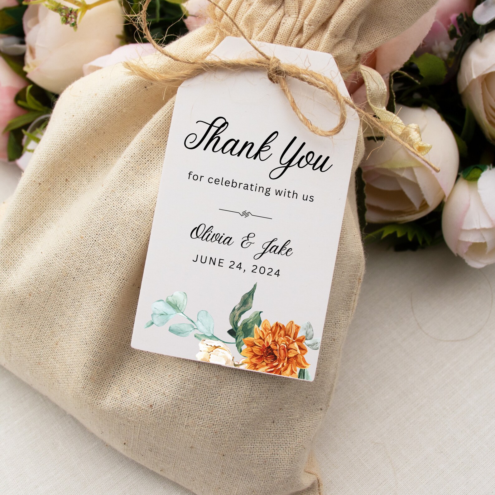 Editable Thank You Tag Template Instant Download for Wedding Favor ...
