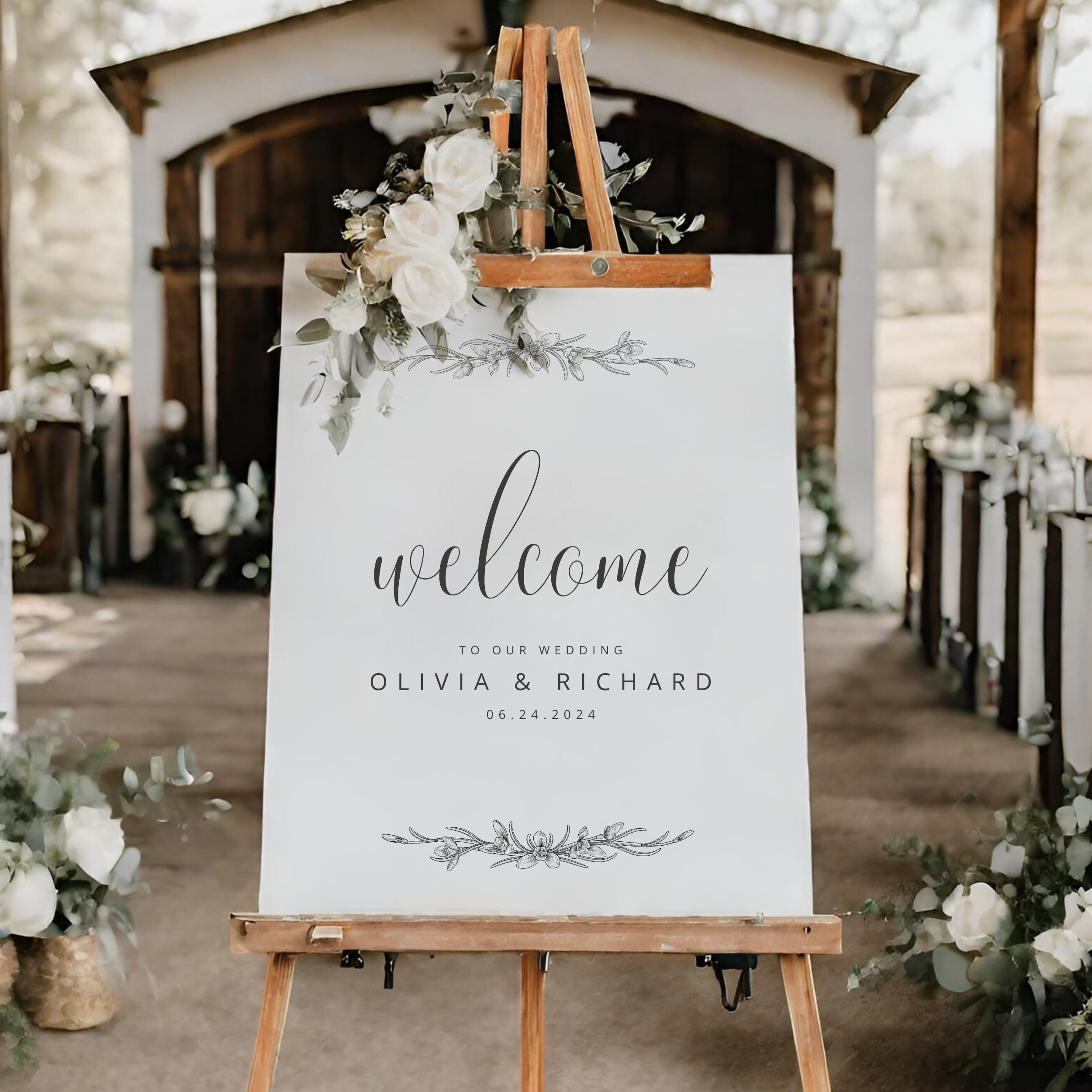 Customizable Wedding Welcome Sign, Elegant Script Edit With Canva ...