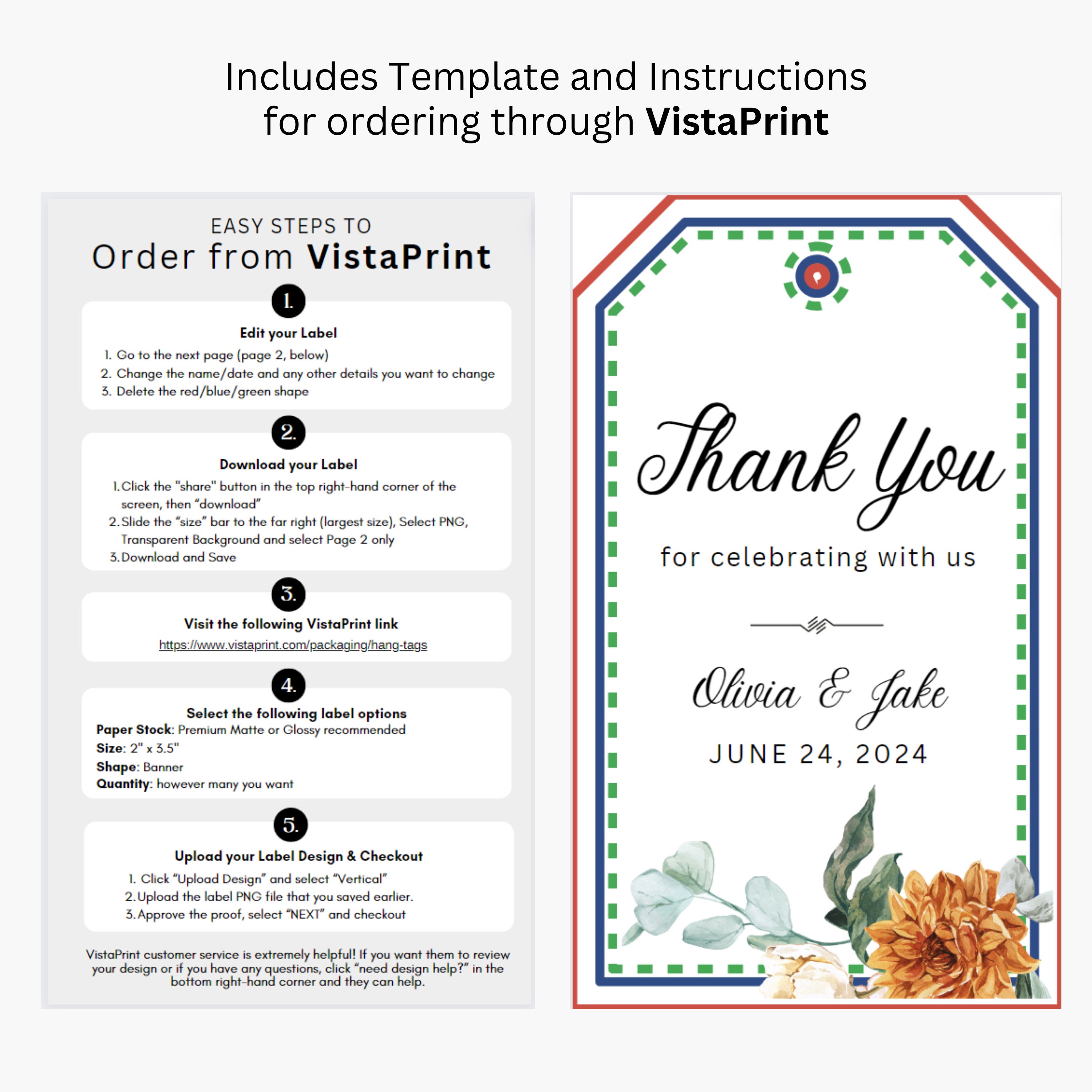Editable Thank You Tag Template Instant Download for Wedding Favor ...