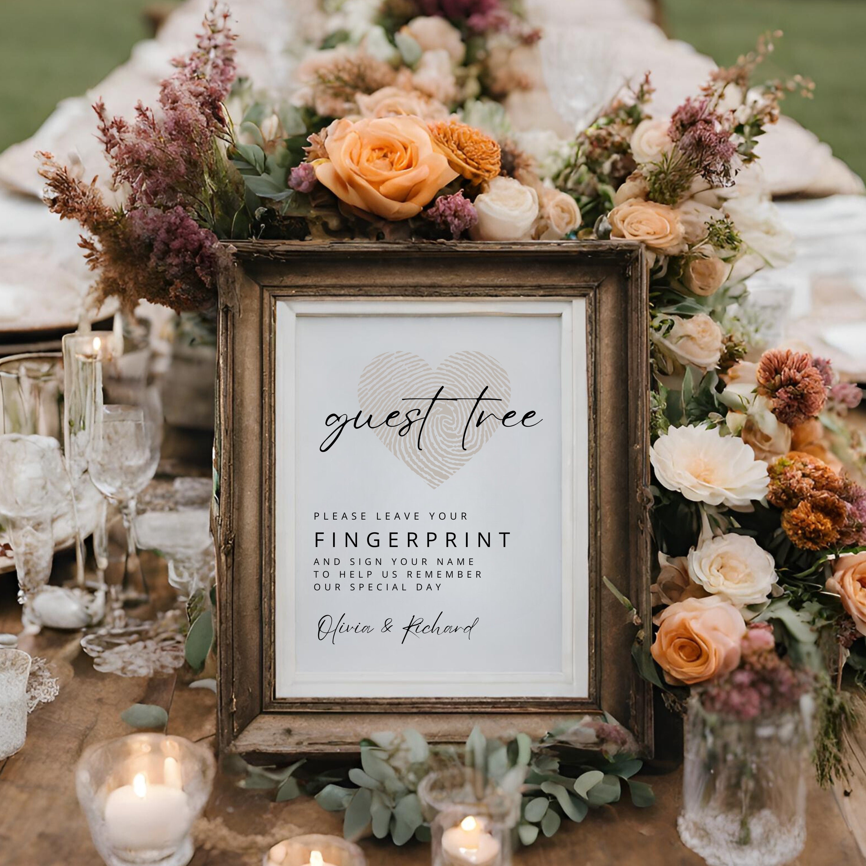 Printable Wedding Guest Tree Sign, Fingerprint Thumbprint 8x10 ...