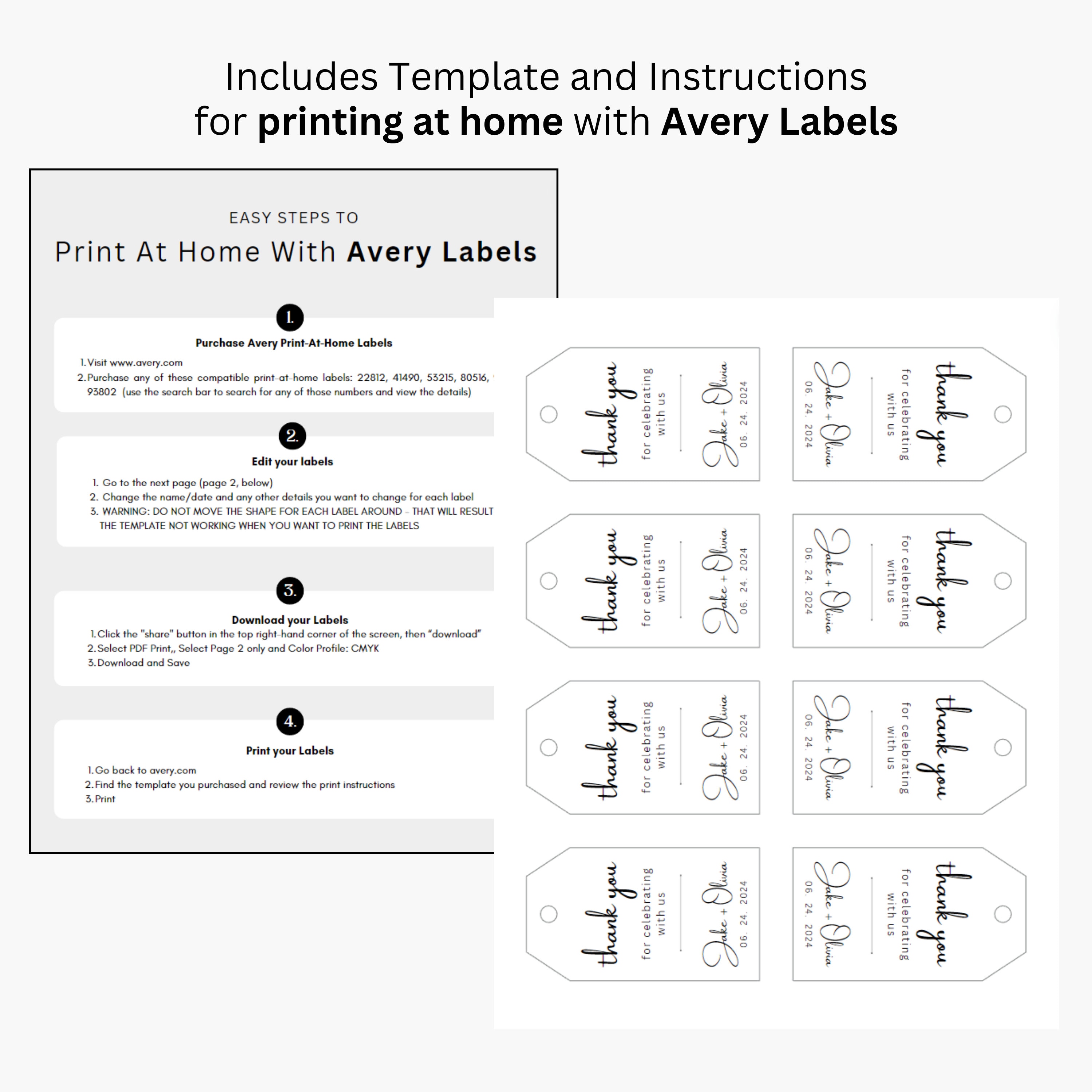 Editable Thank You Tag Template Instant Download for Wedding Favor ...