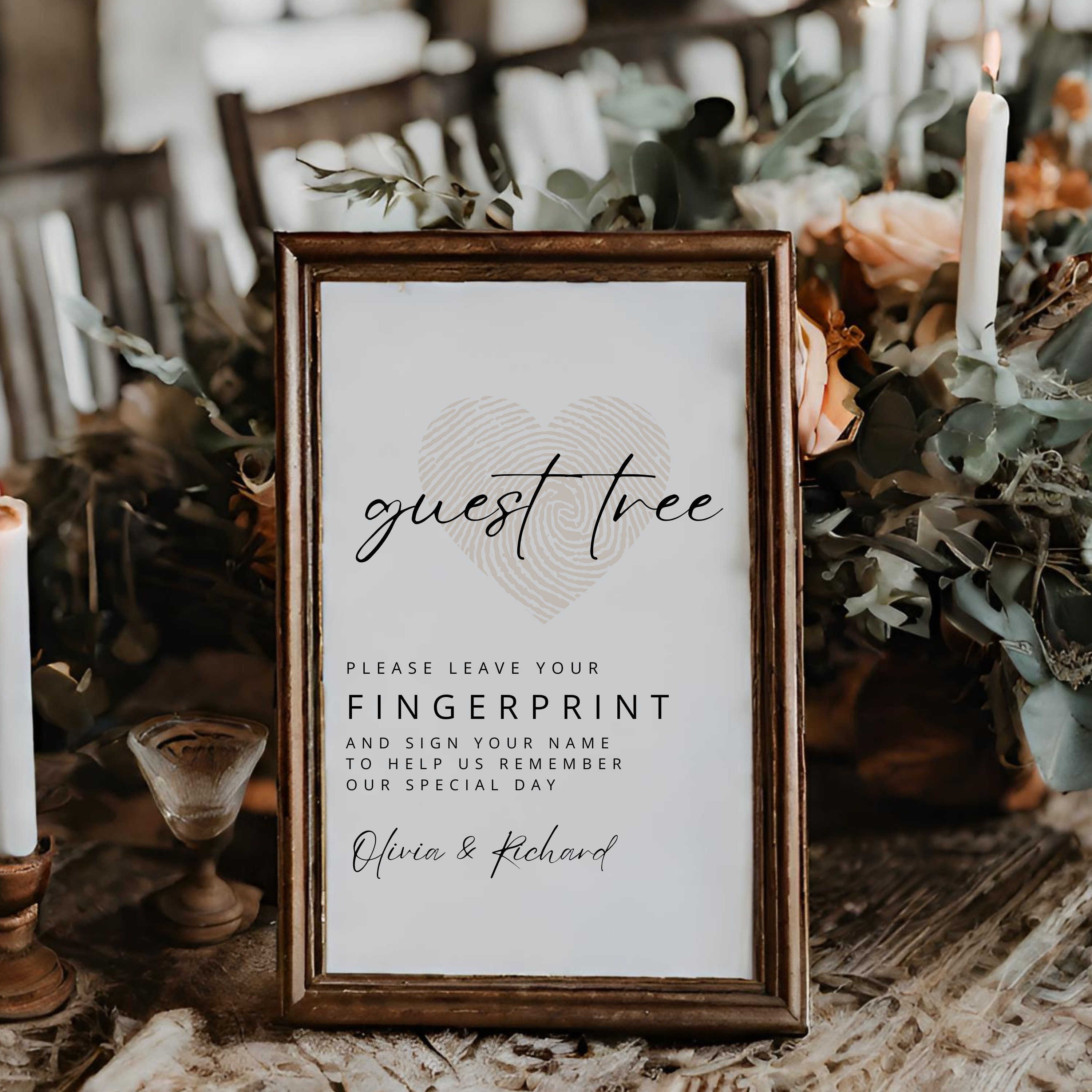 Printable Wedding Guest Tree Sign, Fingerprint Thumbprint 8x10 ...