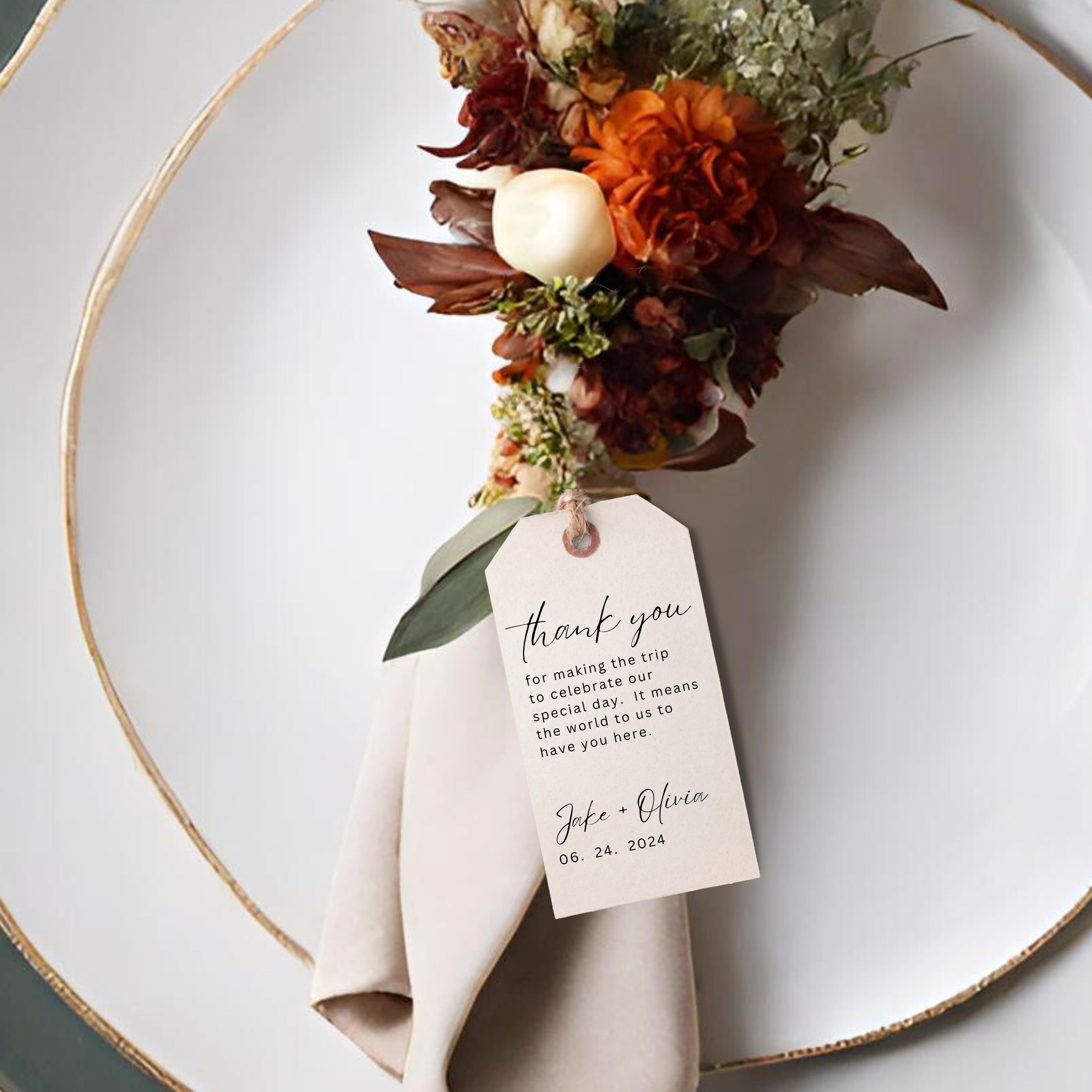 Editable Thank You Tag Template Instant Download for Wedding Favor ...