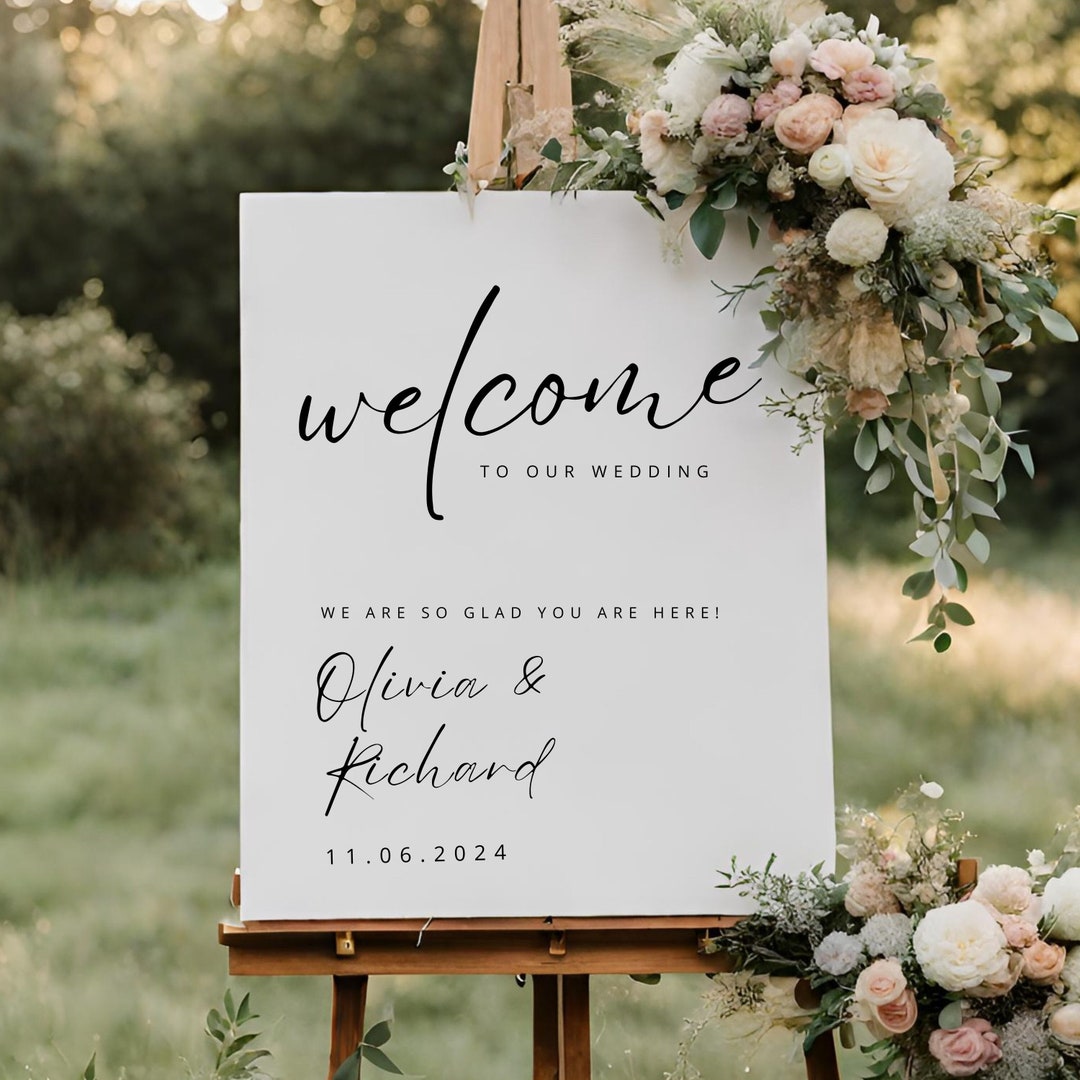 Customizable Wedding Welcome Sign, Elegant Script Edit With Canva ...