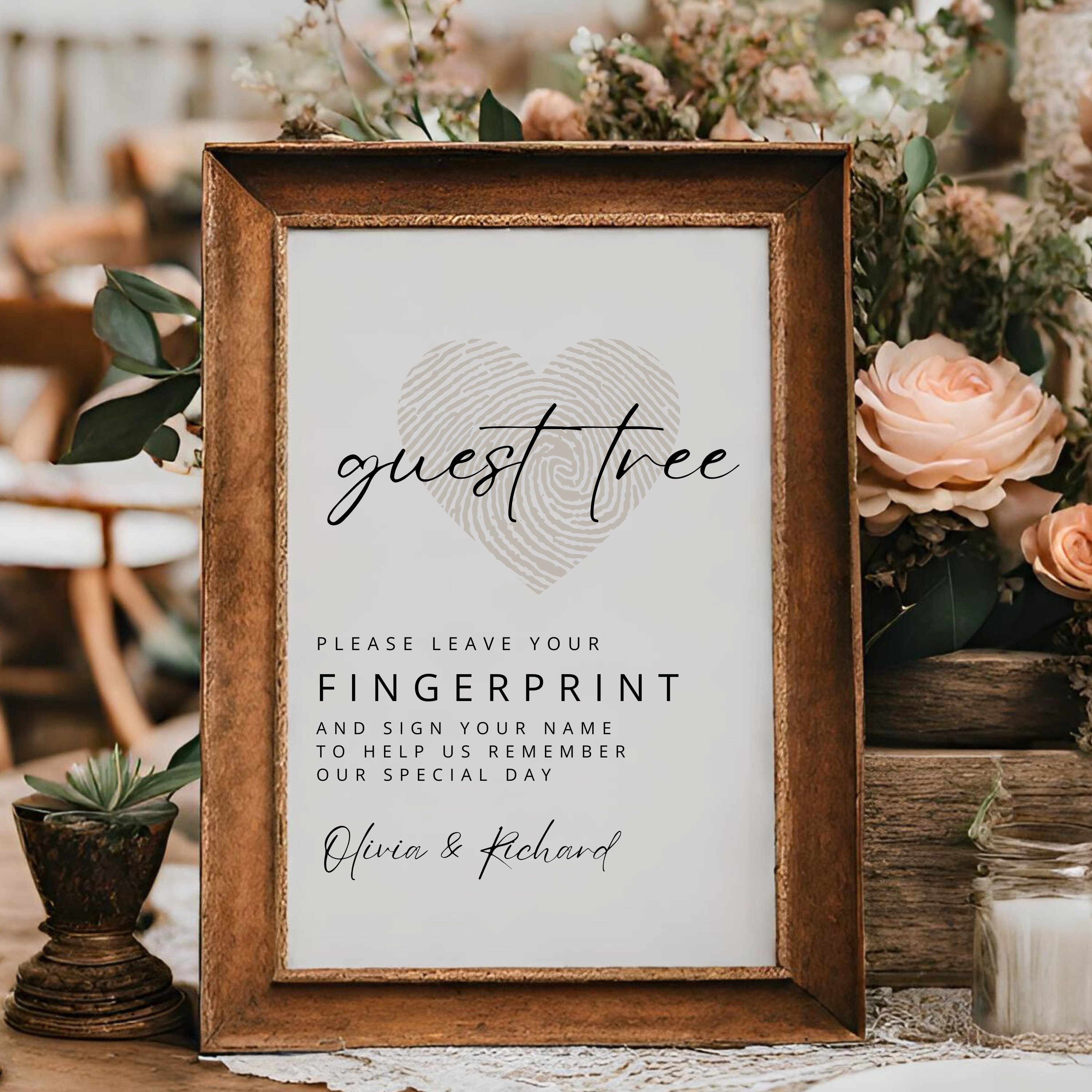 Printable Wedding Guest Tree Sign, Fingerprint Thumbprint 8x10 ...