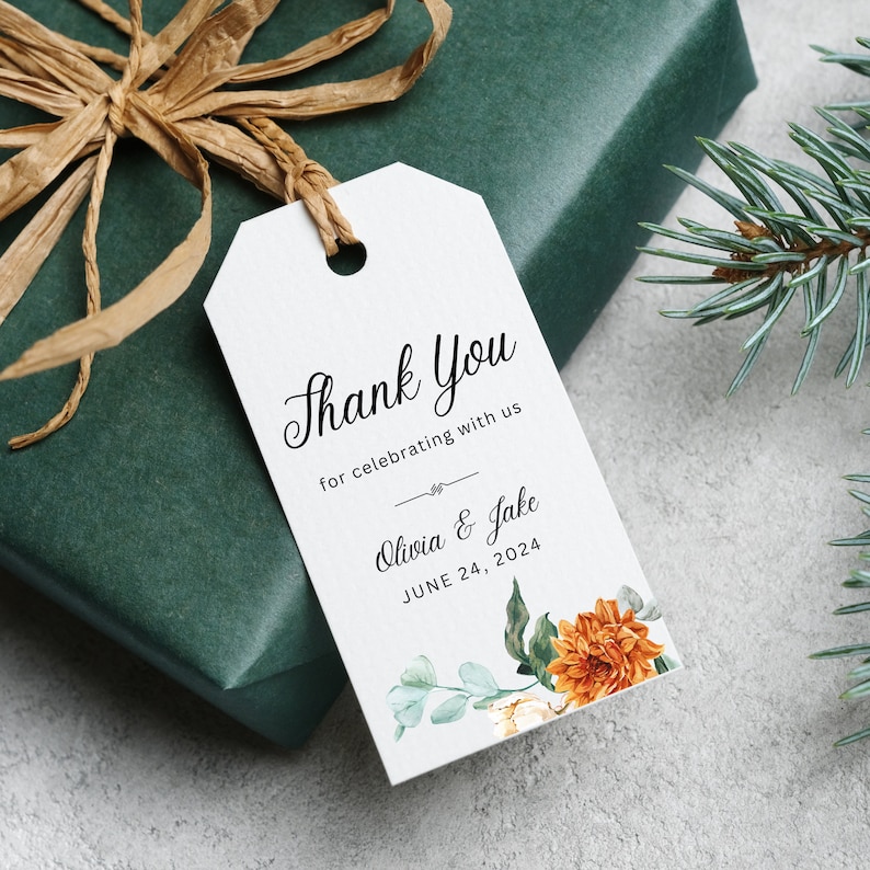 Editable Thank You Tag Template Instant Download for Wedding Favor ...