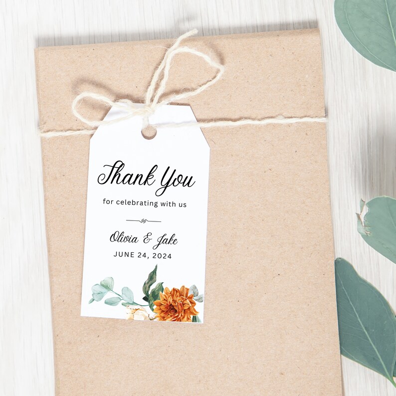 Editable Thank You Tag Template Instant Download for Wedding Favor ...