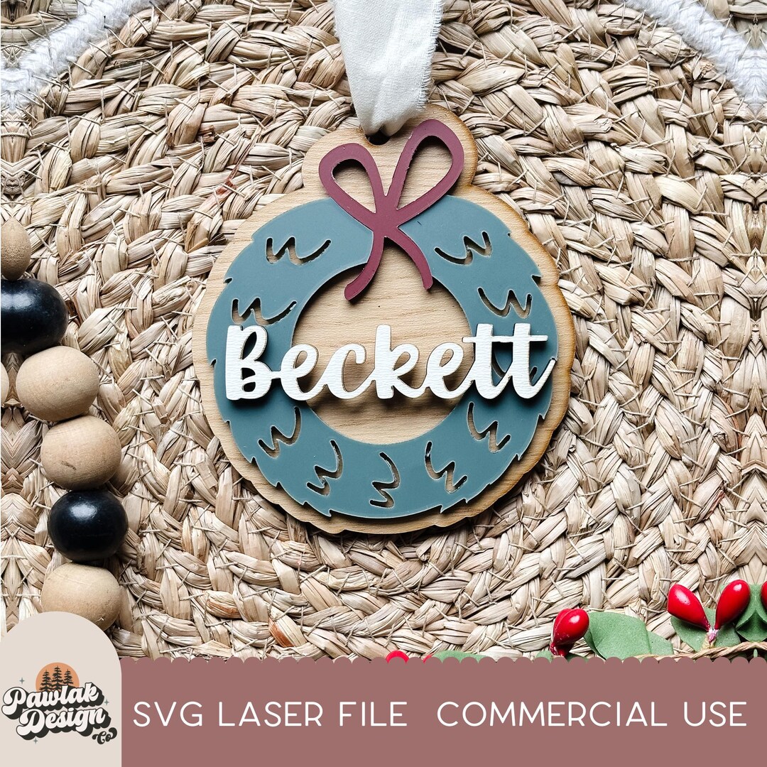 SVG Personalized Name Wreath Ornament 2024 Christmas Laser File ...