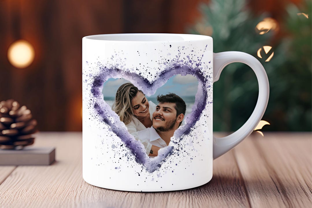 2 Hearts 1 Love Photo Frame Mug Template, Picture Mug Sublimation ...