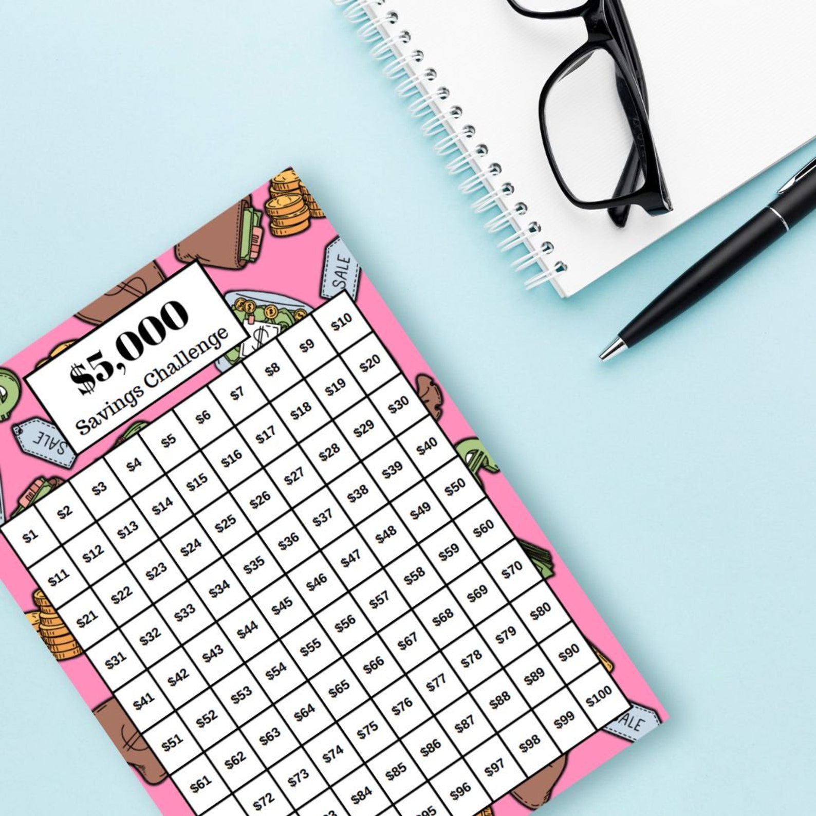 5k Savings Challenge Tracker Printable, Save 5000, Money Challenge ...