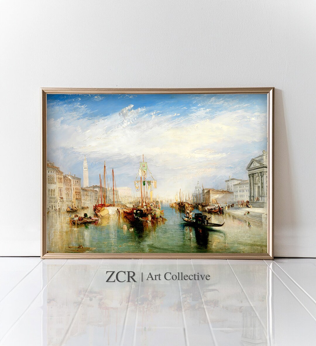 Venice Harbor Scene: Gondolas Glide Among Grand Architecture, Vintage ...