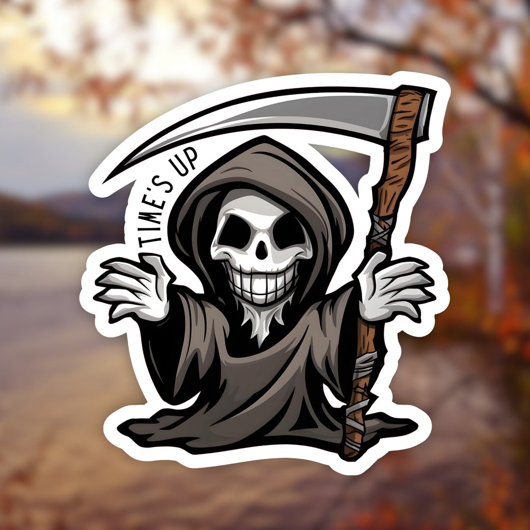 Grim Reaper Sticker, Black and White Goth Sticker, Laptop Sticker ...